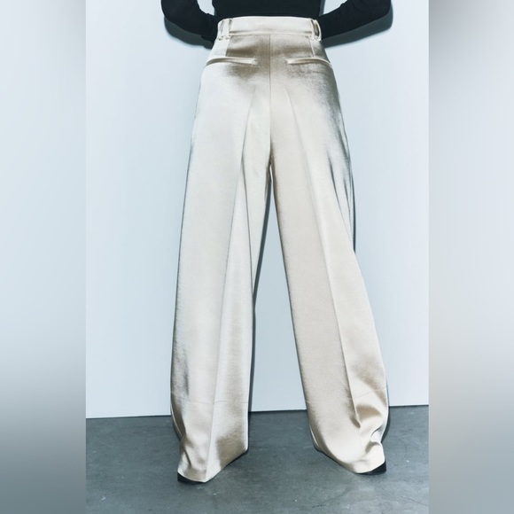 Zara | Pants & Jumpsuits | Zara Darted Satin Effect Pants Zw Collection ...